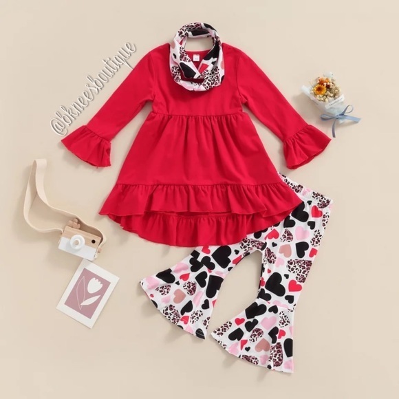 Matching Sets | Little Girl Boutique Hearts 3pc Tunic Matching Outfit ...